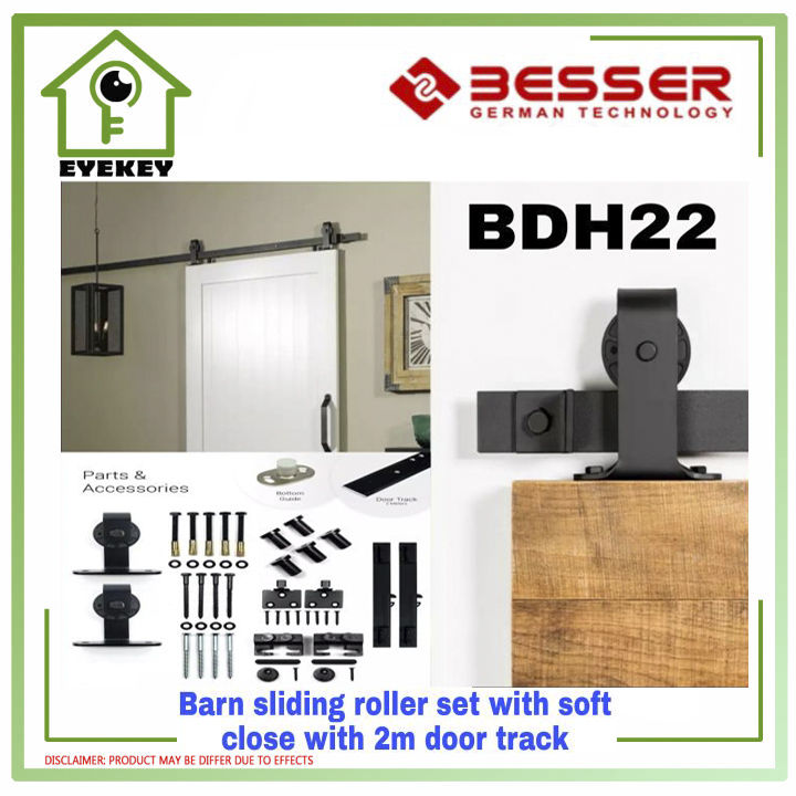 BESSER BARN SLIDING DOOR ROLLER SET WITH SOFT CLOSE WITH 2M TRACK ...