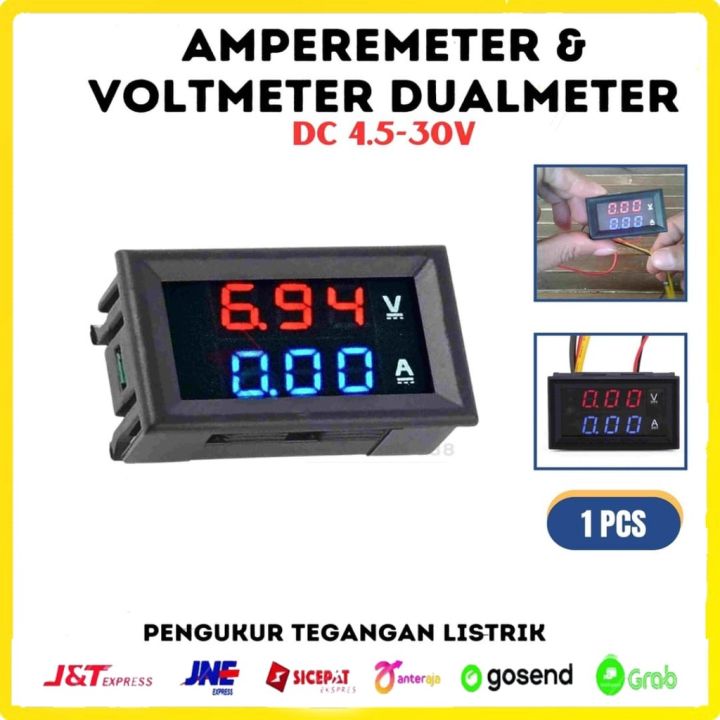Pengukur Tegangan Arus Listrik Combo Amperemeter And Voltmeter Digital Dualmeter 0 1000vdc 10a