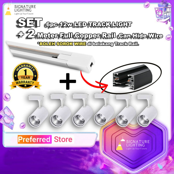 Set Led Track light With 2 Meter Rail Track Full Copper ( Can Hide Wire ...