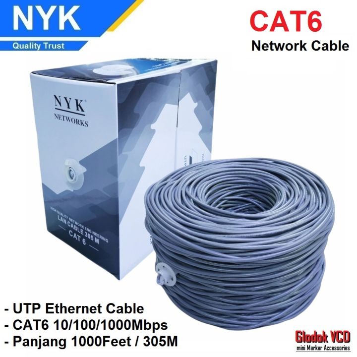 NYK Kabel Lan UTP RJ45 Cat6 Internet Ethernet Cable 305M - 1 Roll | Lazada Indonesia