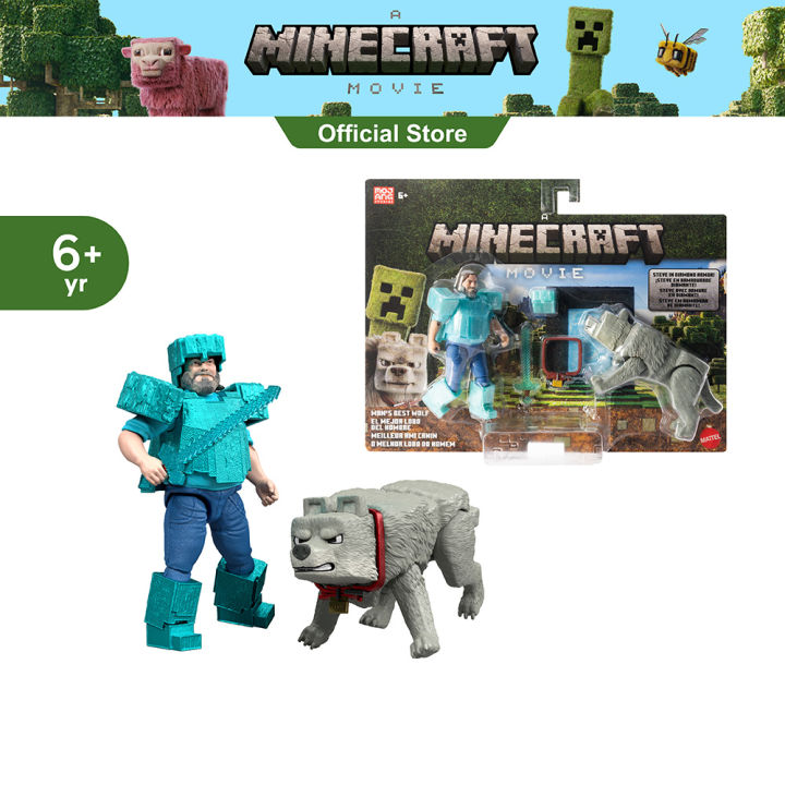[2025 MINECRAFT MOVIE] Minecraft Steve and Wolf Action Figure 2-Pack ...