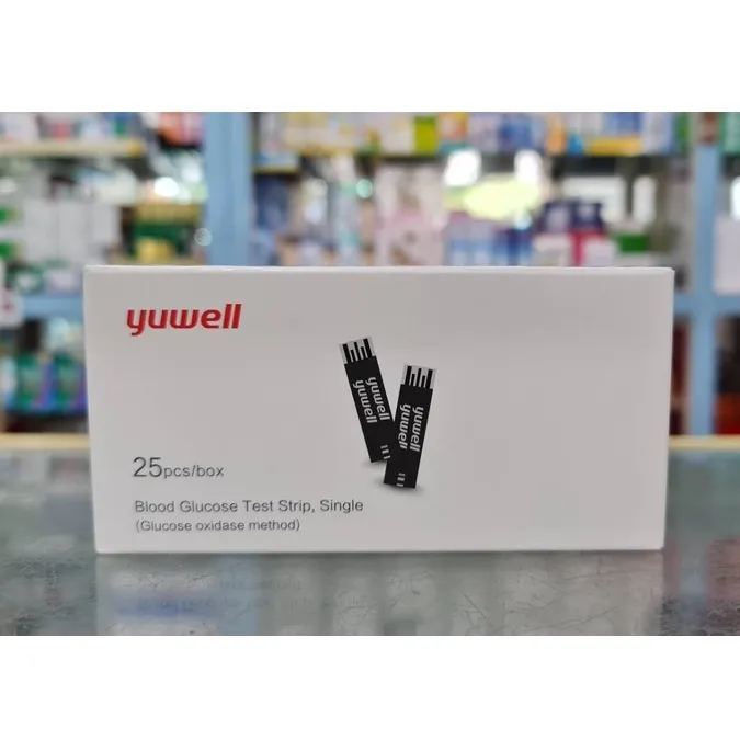 Yuwell ยูเวล แผ่นตรวจน้ำตาล แถบตรวจวัดน้ำตาล กล่อง 25 ชิ้น | Lazada.co.th