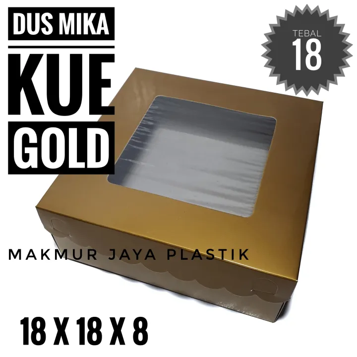 DUS KUE MIKA EMAS PAPER BOX DUS GOLD TUTUP MIKA UKURAN 18 X 18 | Lazada ...