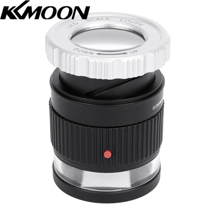 KKmoon LED Scale Loupe 30X Adjustable Magnification Magnifier Metal ...