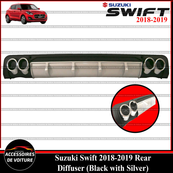 Suzuki Swift 2018-2019 Rear Diffuser (Black with Silver) | Lazada PH