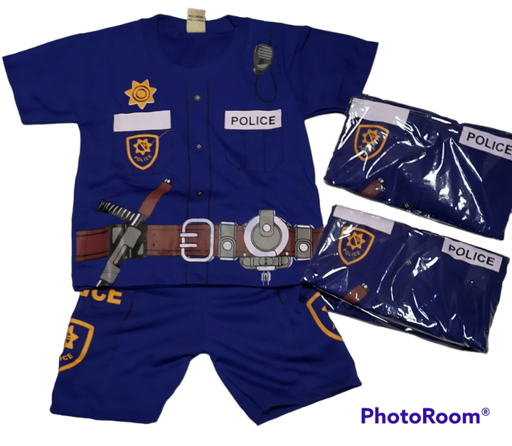 SETELAN ANAK SERAGAM POLISI WARNA BIRU USIA 1-10THN/SERAGAM POLISI KAOS ...