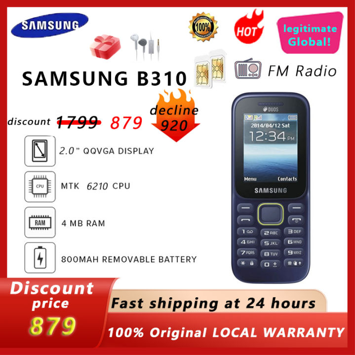 Samsung B310E Original phone keypad Phone Dual Sim 800mAh 2.0-inch ...
