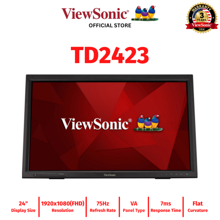 Viewsonic TD2423 - 24”, FHD(1920x1080), VA Technology, Flicker-Free, IR 10-Point Multi-Touch ...