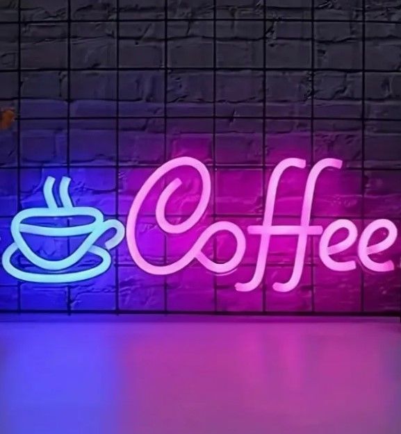 LED Coffee Sign Neon Light USB Powered Wall Hanging Neon LED Signage ...