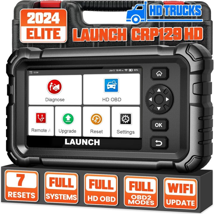 LAUNCH X431 CRP129 HD Elite Heavy Duty Truck Scanner OBD2 Scanner 12V ...