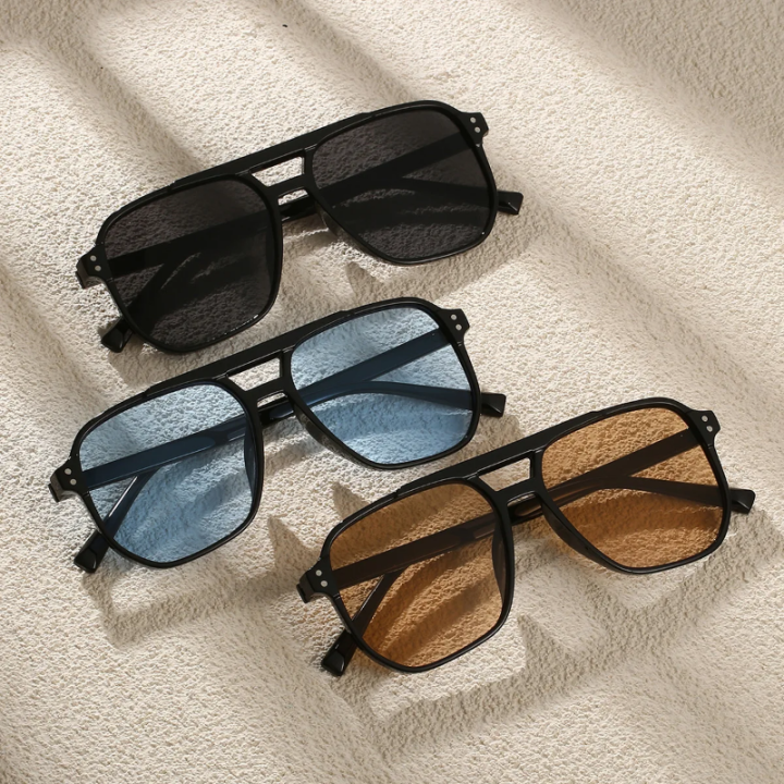 【KV แว่นตาแดด】 Classic Big Pilot Sunglasses Women Vintage Double Beam ...