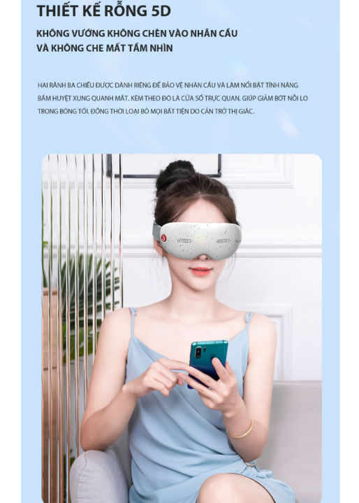 Máy Massage mắt chính hãng Bumas BE01, máy massage phi hành gia ngoài chườm nóng và bấm huyệt ...