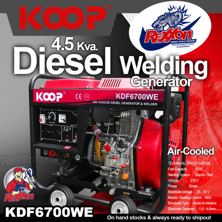 KOOP 4.5kva Open Frame Air-cooled Diesel Welding Generator Dual ...