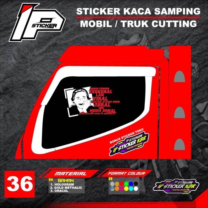 (cod) Sticker cutting kaca samping mobil/truk 36- Sticker Cutting ...