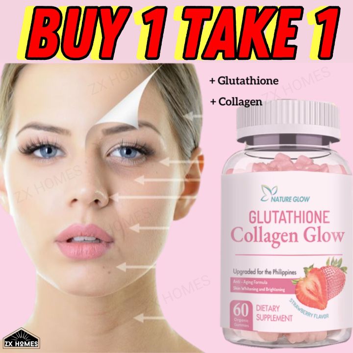 KKJJ [BUY 1 TAKE 1] 60pcs Glutathione Collagen Gummies Nature Glow Anti ...