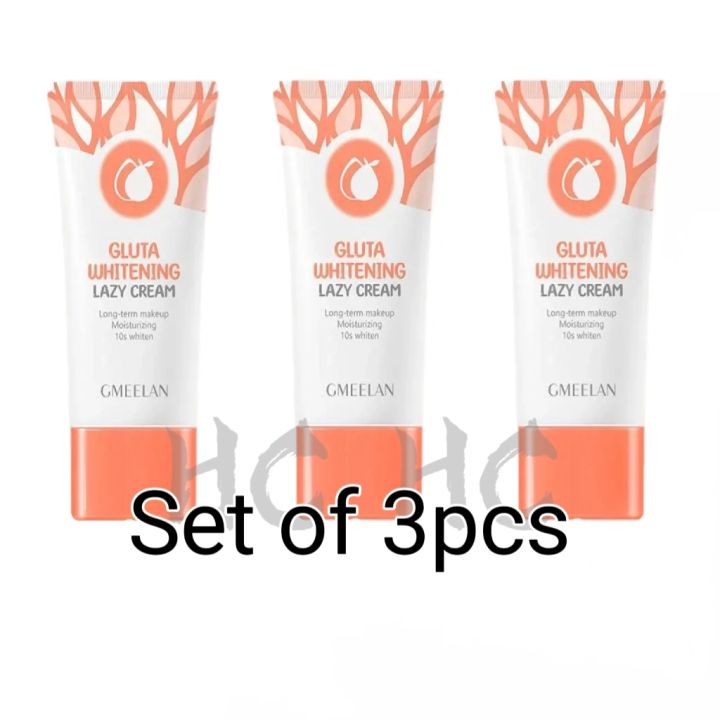 DQL【Set of 3pcs】GMEELAN Lazy Cream Glutathione Whitening Cream Facial ...