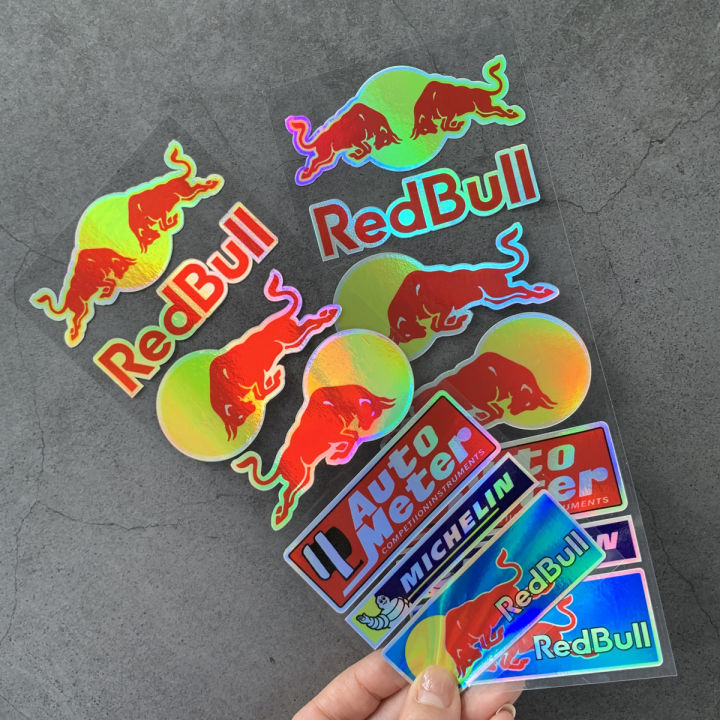 Red-bull Refelctive Sticker Laser Helmet Autometer Decals Motorcycle ...