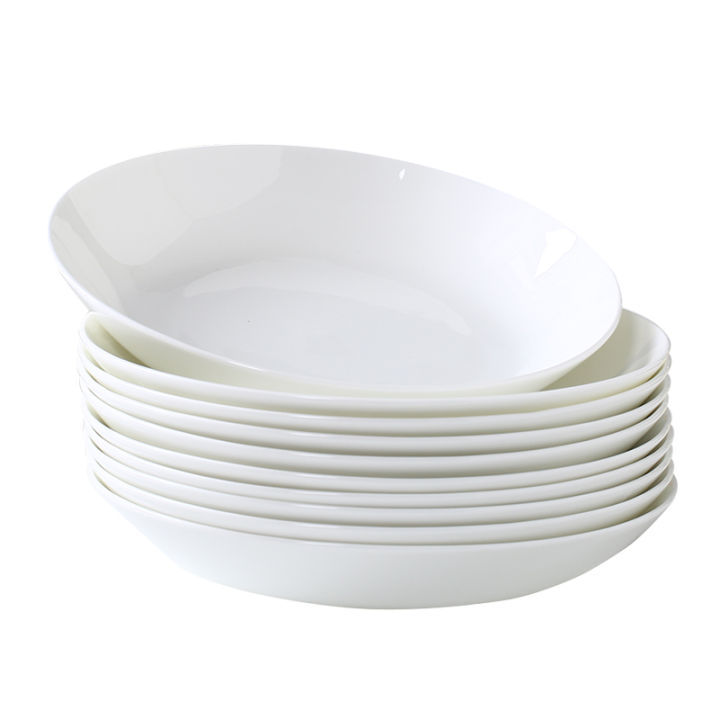 White porcelain plate household bone China tableware dish deep dish ...