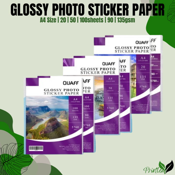 Printleaf- QUAFF Photo Sticker Glossy Sticker Paper 90gsm/135gsm A4 ...