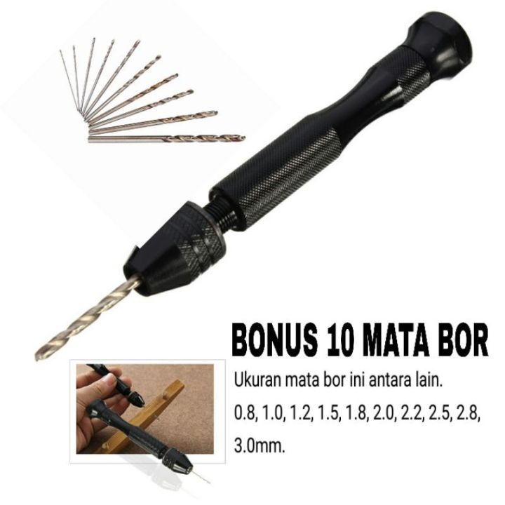 BOR TANGAN MANUAL MINI PORTABEL BOR MINI MANUAL GRATIS 10 MATA BOR HSS ...