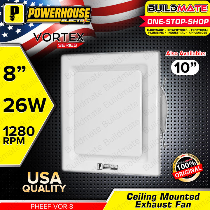 POWERHOUSE Electric Exhaust Fan Ceiling Mounted Vortex Series 8" Inch ...