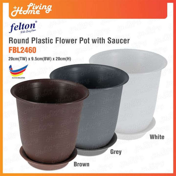 Round Plastic Nursery Flower Pot Diameter 20cm With Saucer Plate (Pasu ...