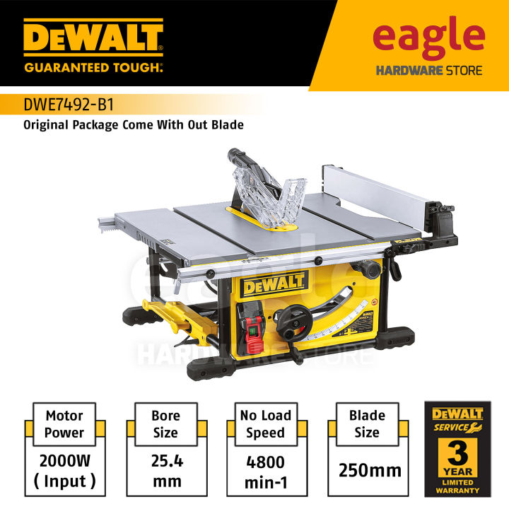 Dewalt DWE7492-B1 2000W 250mm ( 10" ) Table Saw ( DWE7492 ) | Lazada