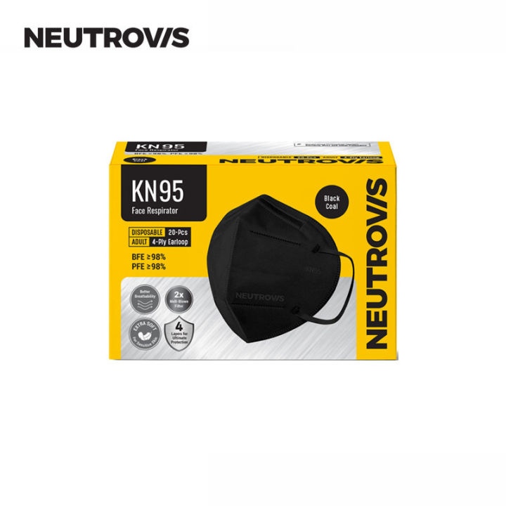 Neutrovis KN95 Face Respirator 4ply 20’s/pack Black Coal | Lazada