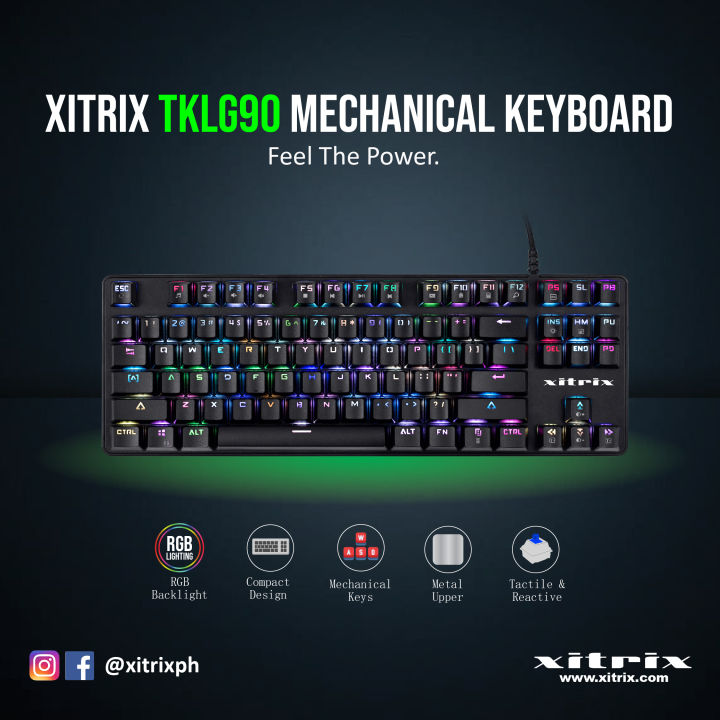 Xitrix TKLG90 Outemu Switch Mechanical RGB Elite Gaming Keyboard ...