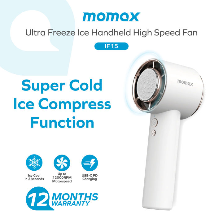 Momax IF15 Ultra Freeze Ice Handheld High Speed Fan | Lazada Singapore