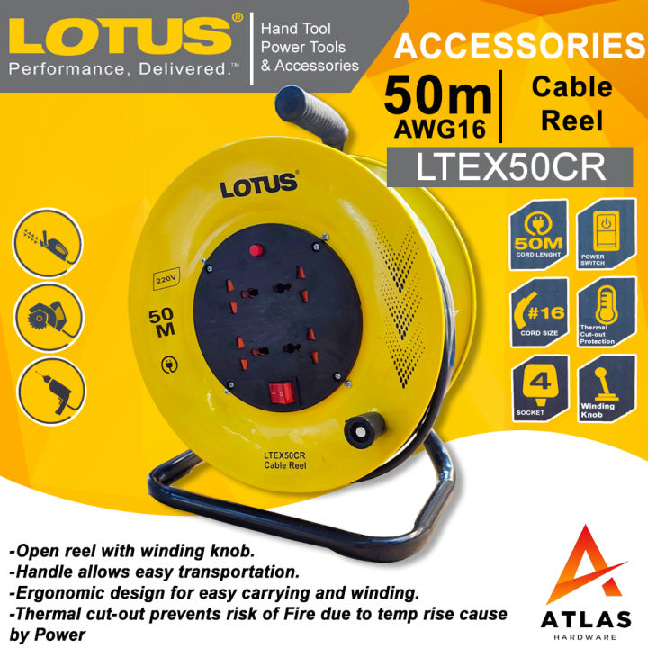 Lotus Cable Reel Extension cord 50m AWG16 LTEX50CR | Lazada PH