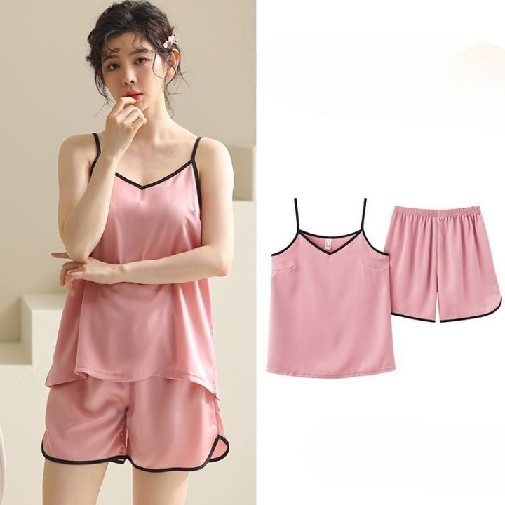 [ HGS ] Piyama satin silky 2 pcs cewek, desain cute dan adem banget ...