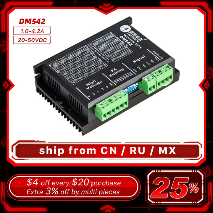 Leadshine DM542 2 Phase Stepper Driver 20-50VDC 1.0-4.2A for NEMA17 NEMA23 Stepper Motor ...