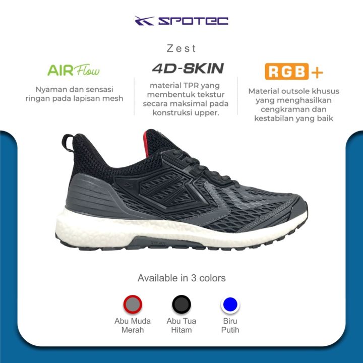 SPOTEC Sepatu RUNNING Artikel ZEST-Abu Tua/Hitam | Lazada Indonesia
