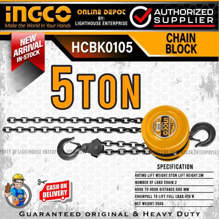 INGCO 5 TON Chain Block (HCBK0105) LIGHTHOUSE ENTERPRISE | Lazada PH