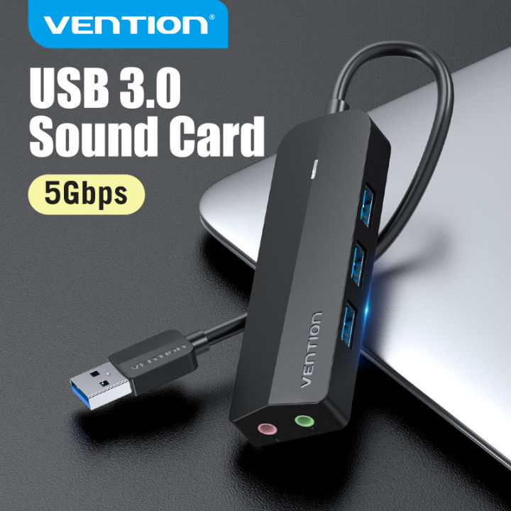 Vention USB Hub 3 Port USB 3.0 HUB Mix Sound Card with Power Supply ...