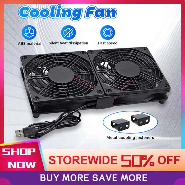 Cooling Fan External Cooler Stand Router Modem With 5V USB Dual Fan ...