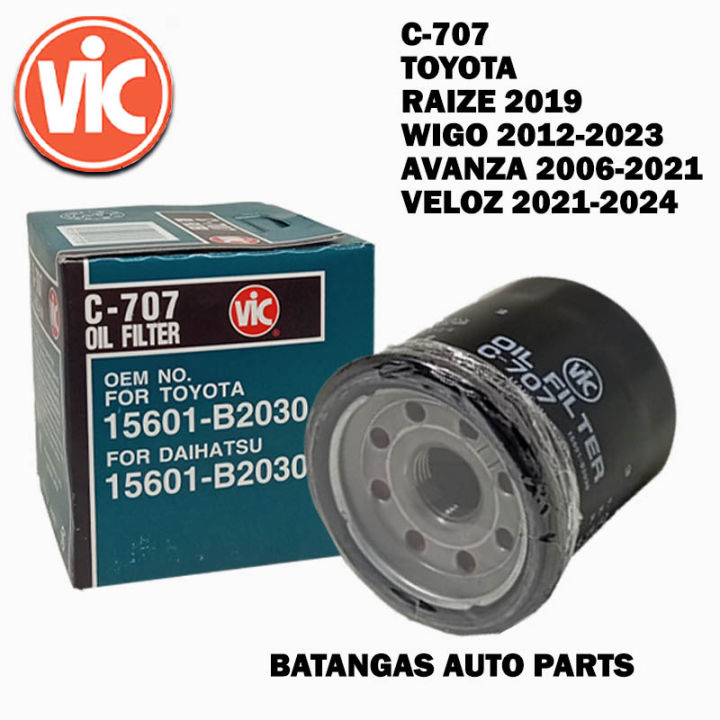 VIC OIL FILTER Toyota RAIZE/ WIGO/ AVANZA/ VELOZ C-707 (SAME AS C-932 ...