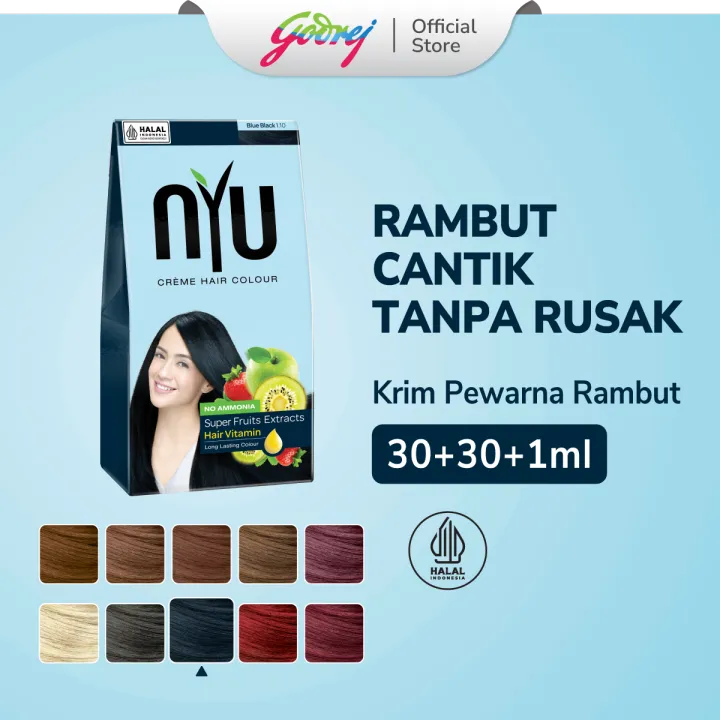 NYU Creme Hair Color Blue Black 60 ml - NYU Pewarna Rambut | Lazada ...