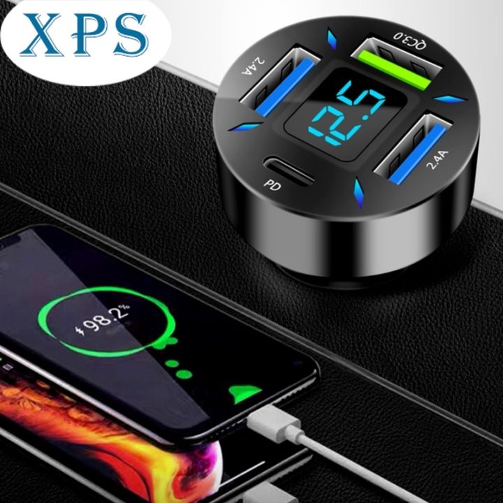 xps Four USB 4.8A QC3.0 66W PD20W Car Charger Fast Charging Adapter ...