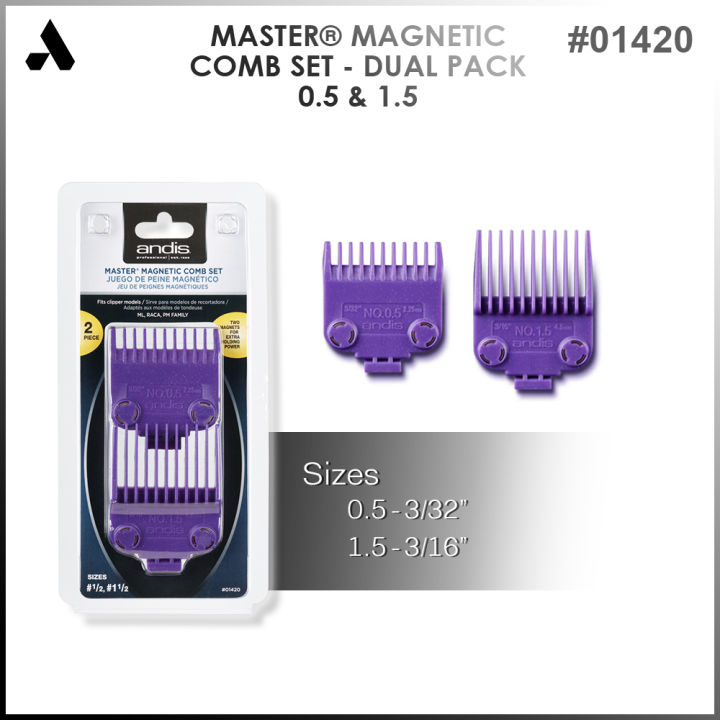 Andis Master Magnetic Comb Set for Clipper- Dual Pack 0.5 & 1.5 #01420 ...