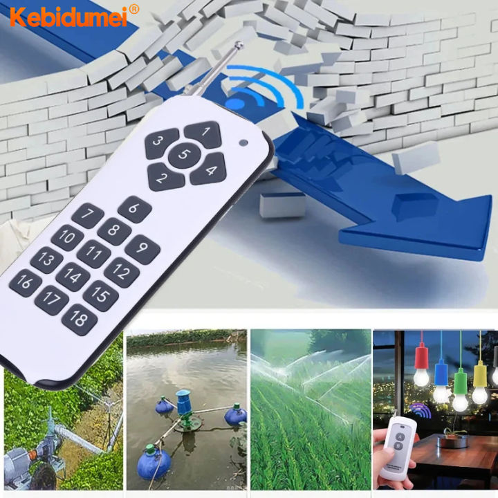 Kebidumei 433MHz RF Remote Control 1000m 18 Button Wireless Transmitter Learning Code 1527 for ...