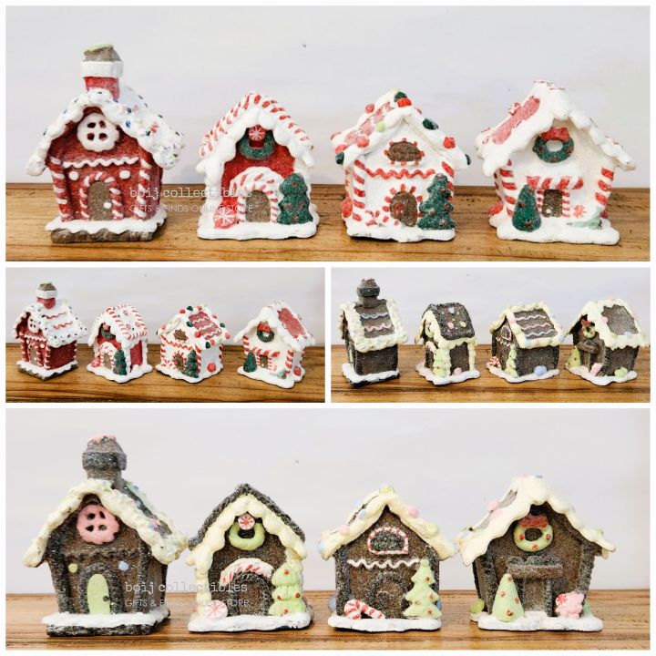 Mini Gingerbread House Tabletop Christmas Village Decor Height: 3-4.25 ...
