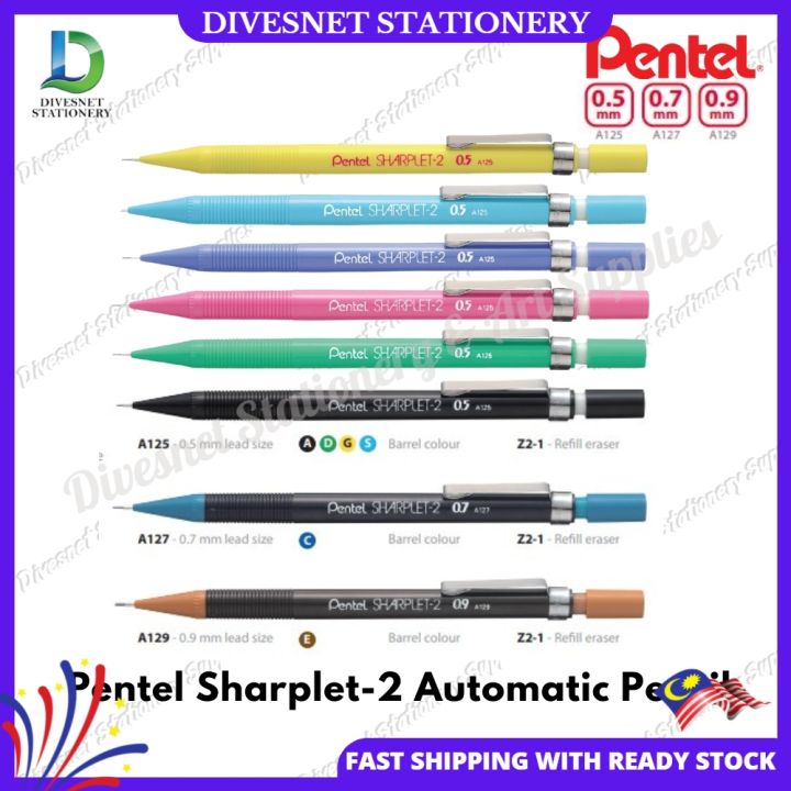 Pentel Sharplet-2 Automatic Mechanical Pencil A125/A127/A129 Pensel ...