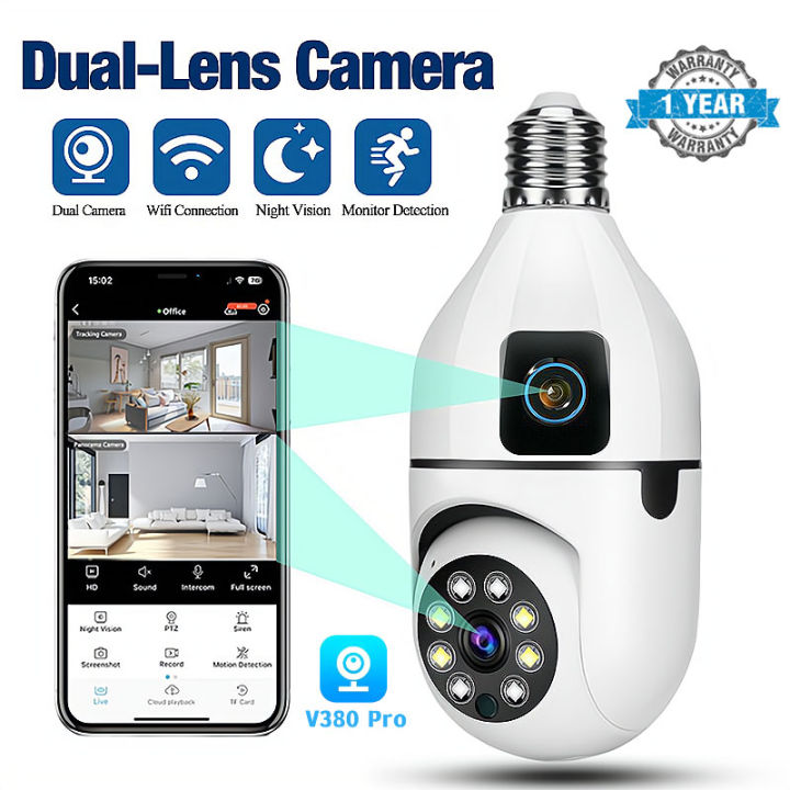 V380 Pro Dual Lens cctv camera connect cellphone Two-Way Audio ...