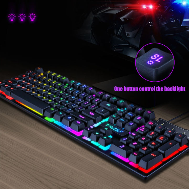 BR Wired Mechanical Gaming Keyboard T20 Spill Resistant Design Rainbow ...