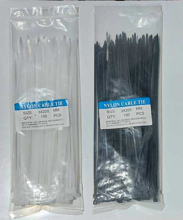 เคเบิ้ลไทร์ หนวดกุ้ง สายรัด หนามาก ถุง100เส้น 8” , Cable Ties 3x200 MM ...