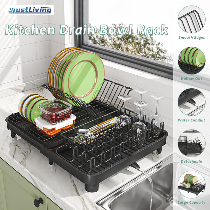 JustLiving Dish Rack Rak Pinggan Auto Drainer Tray Dish Drying Rack ...