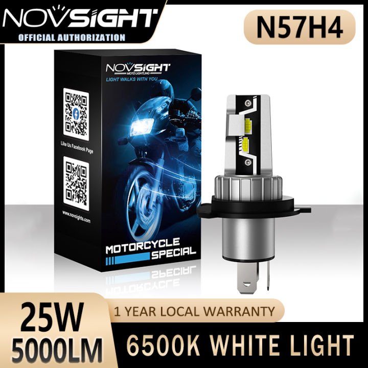 Novsight N57 1Pcs H4 LED Motorcycle LED Headlight Bulb 6000K Super Bright 25W 5000LM High/Low ...