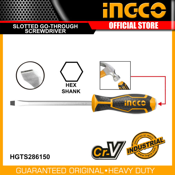 INGCO HGTS286150 Industrial Slotted Go-Through Screwdriver 6-Inch IHT ...